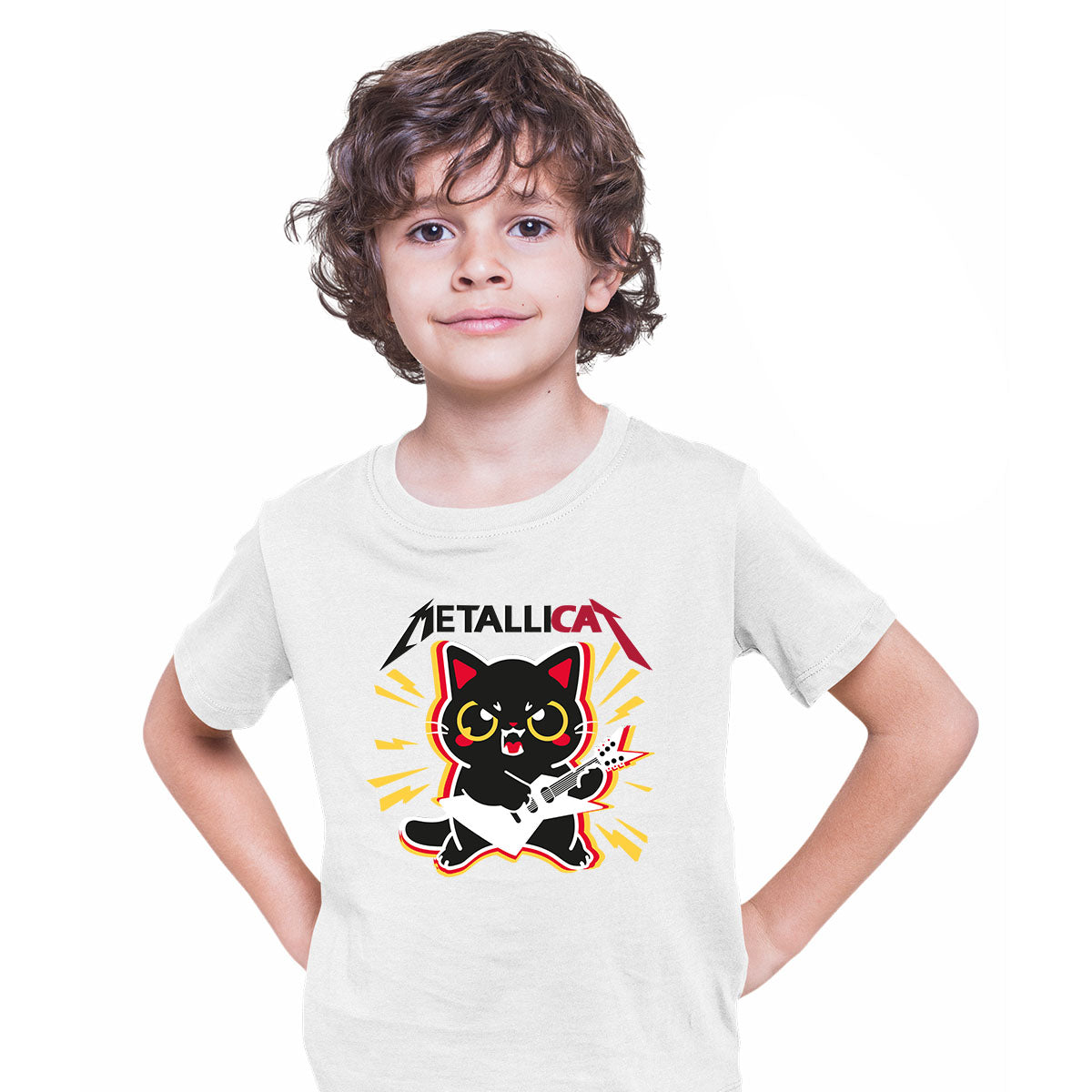 Metallica T-shirt Funny Cat With the Guitar Metalicat Tees for Kids ...