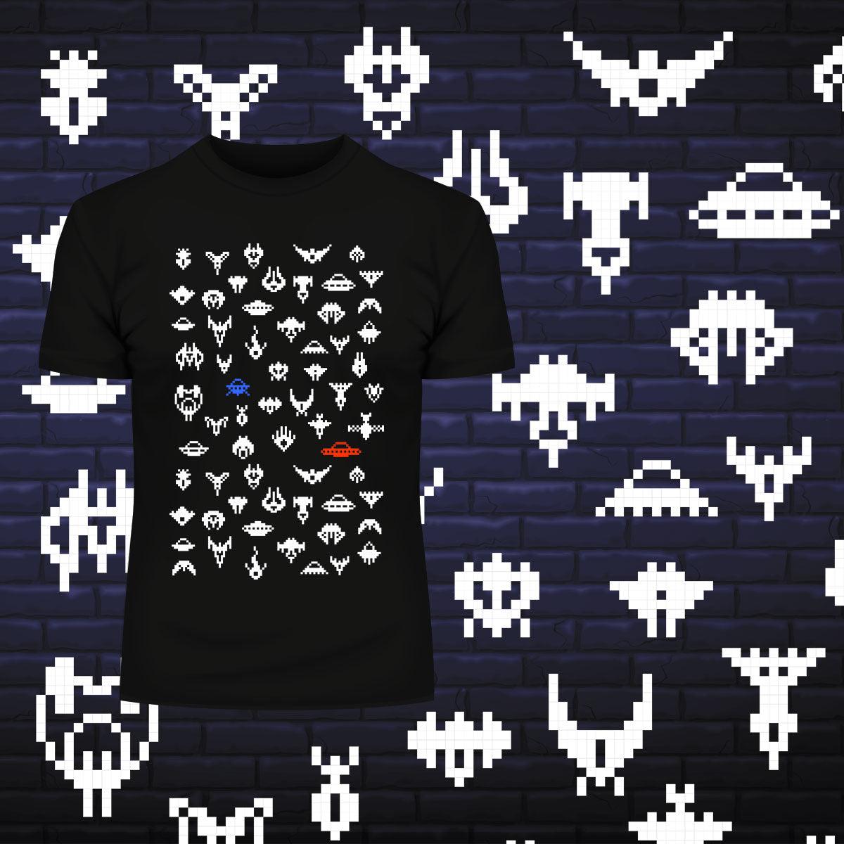 Alien Spaceships Retro Style 8 Bit Old Skool Pixel Art – KUZI TEES
